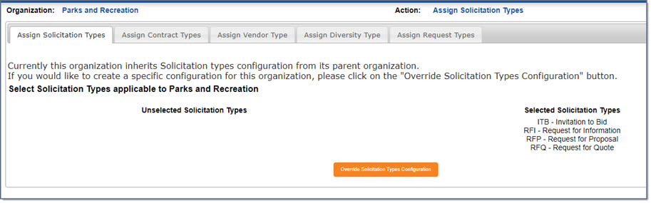 Assign Solicitation Types